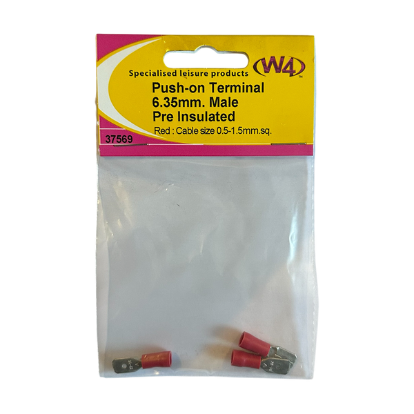 W4 6.35mm Push-On Spade Terminal Male Red